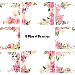 Clipart Spring Floral Frames, 8 Frames, High Quality Clipart, Pgn, Dpi ...