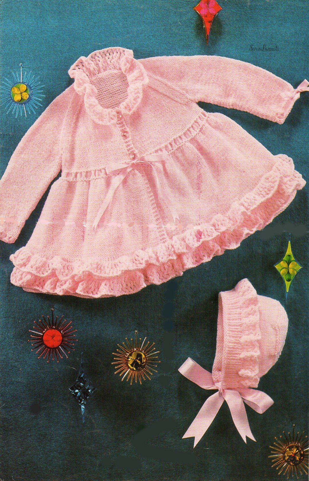 Knit Baby Dress & Bonnet Pattern Pdf Download 3 Sizes 20 23 - Etsy