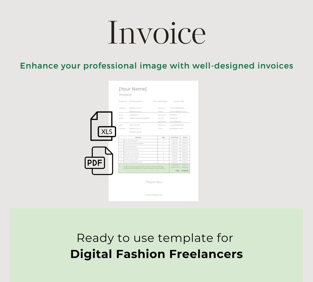 Invoice - Professional Templates for Digital Fashion Freelancers Pdf ...