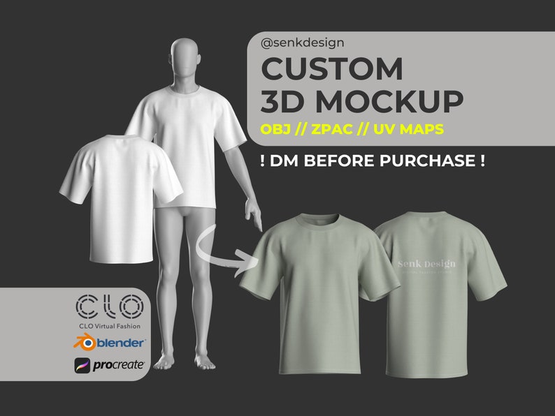 Custom 3D Garment Mock-up Easily Customisable Digital 3D Apparel Model ...