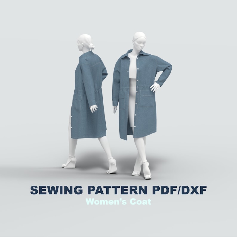 Oversize Denim Coat Sewing Pattern Pdf/dxf Sizes XS / S / M / L / XL - Etsy
