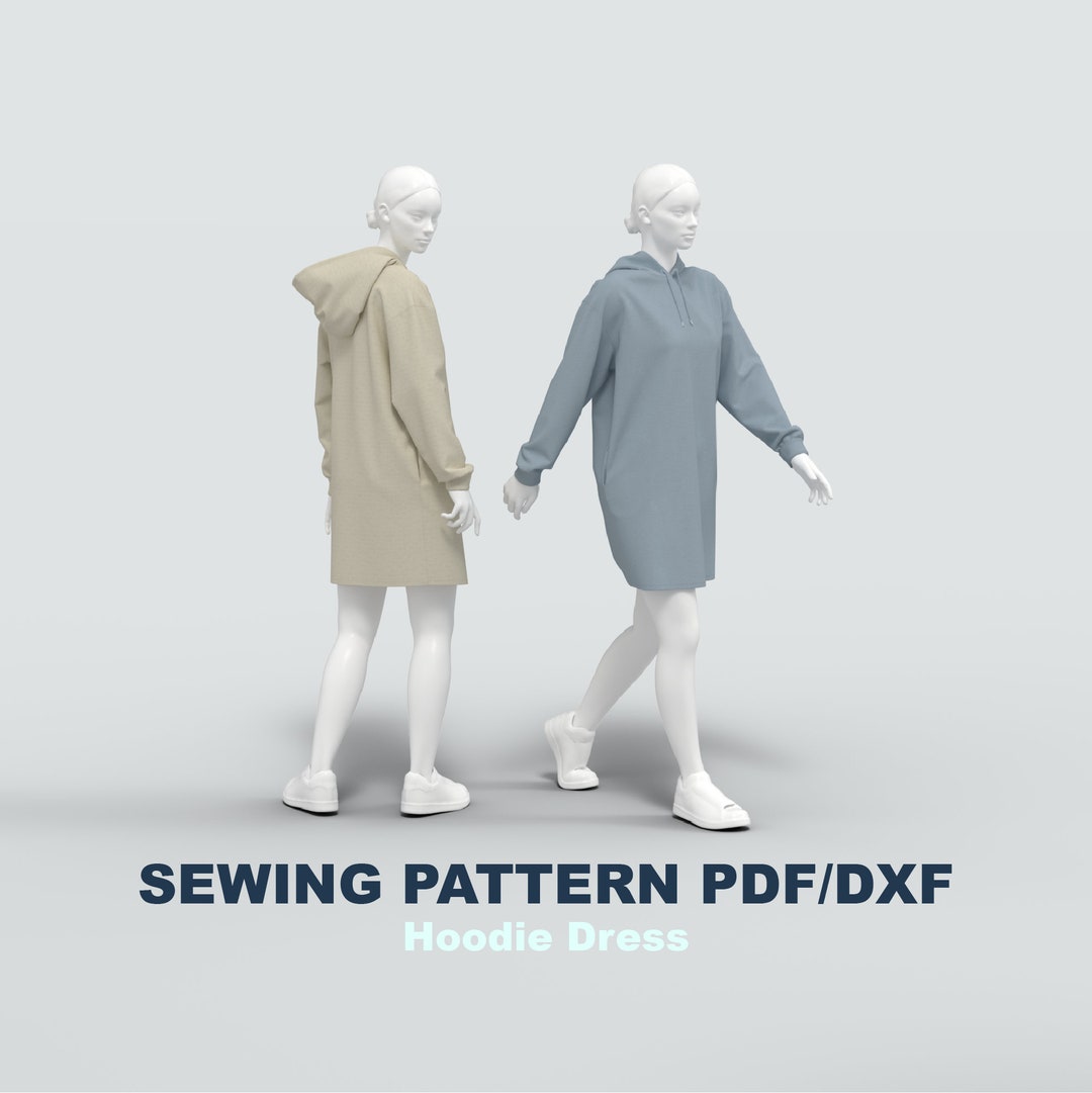 Oversize Hoodie Dress Sewing Pattern DXF/PDF Sizes XS / S / M / L - Etsy