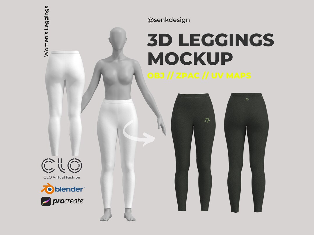Leggings 3D Garment Mock-up - Easily Customisable Digital 3D Apparel ...