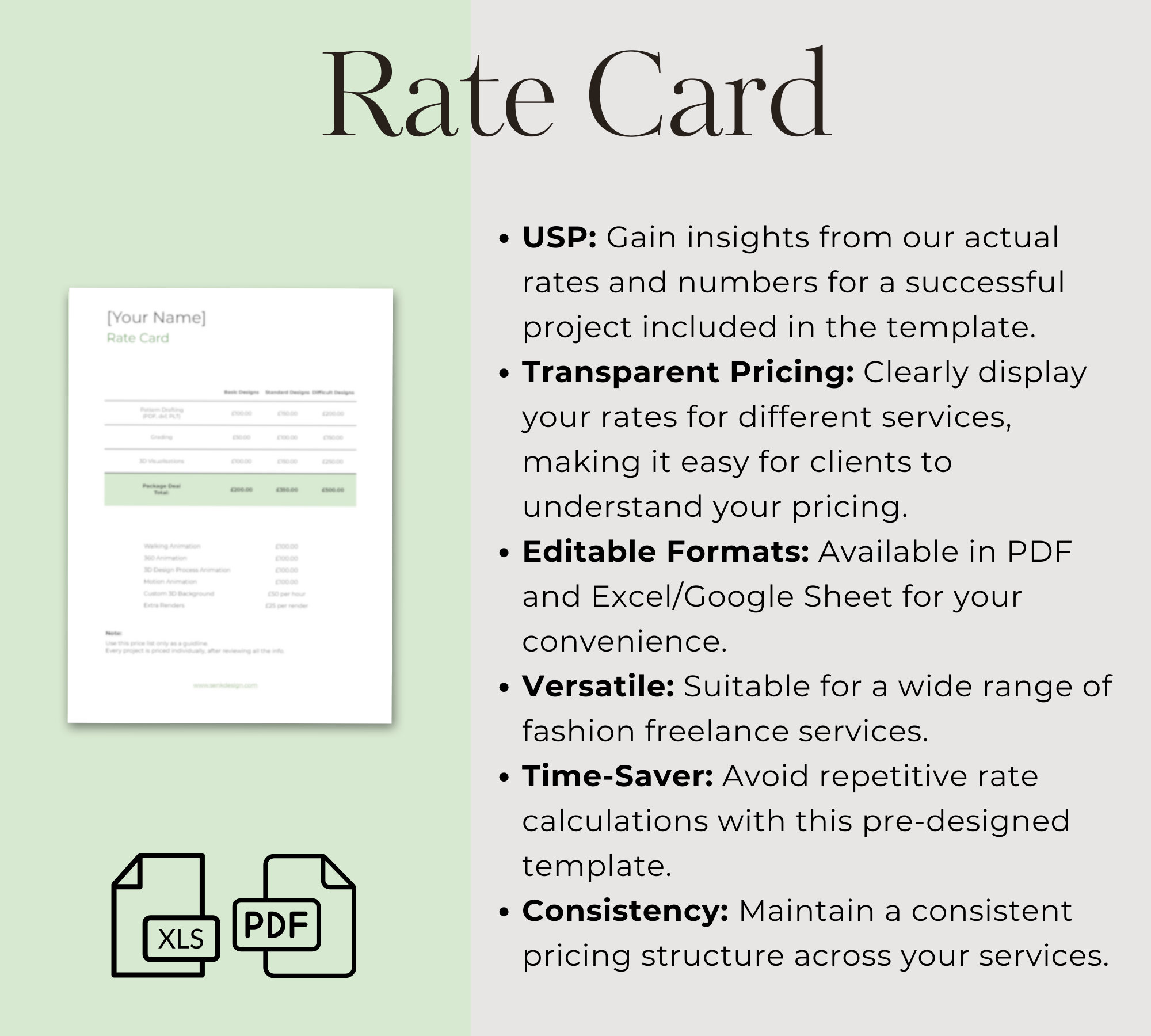 Rate Card - Professional Templates for Digital Fashion Freelancers Pdf ...