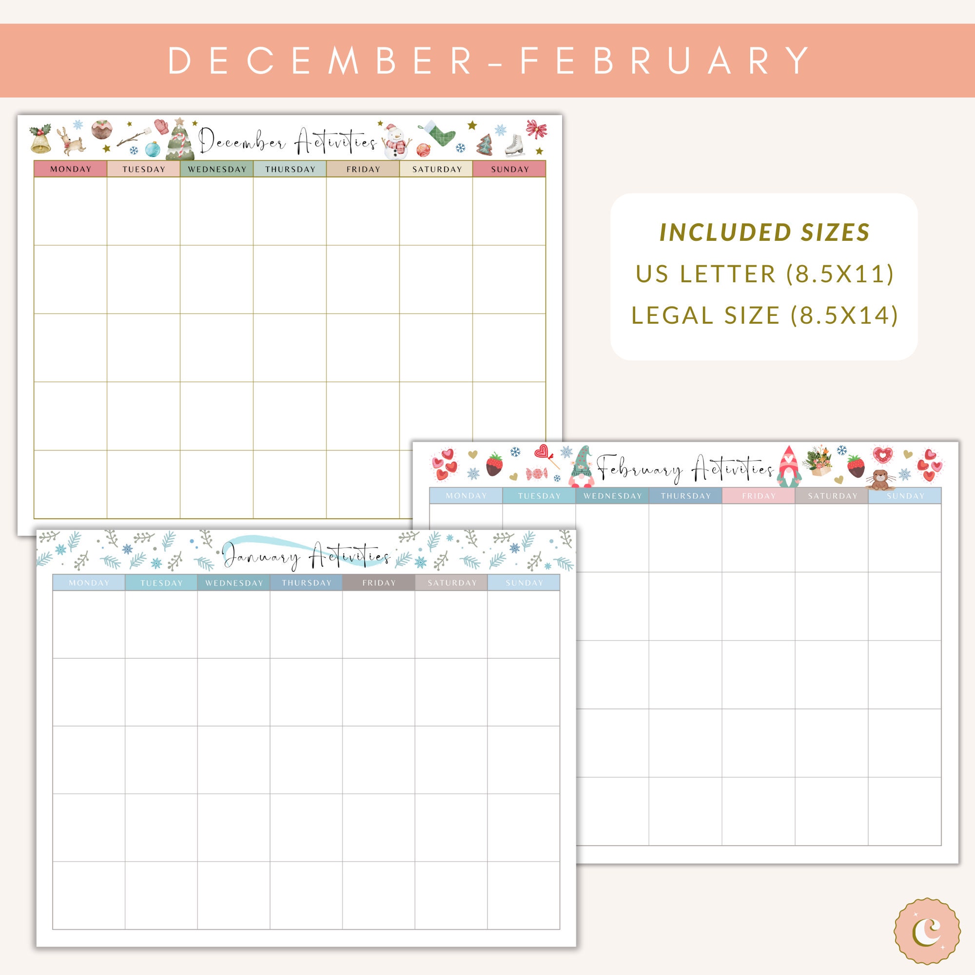 Monthly Activity Calendar Planner Fillable, Family Community Event ...