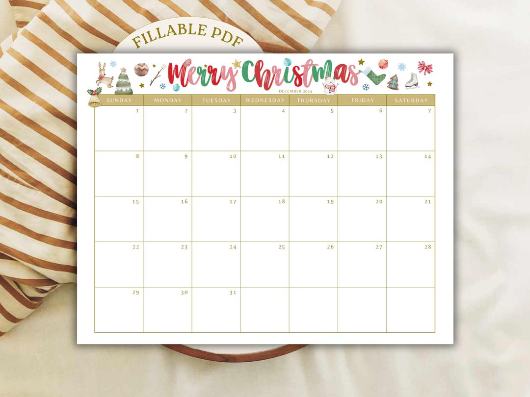 Fillable December 2024 Calendar Bright Joyful Editable Kids Planner ...