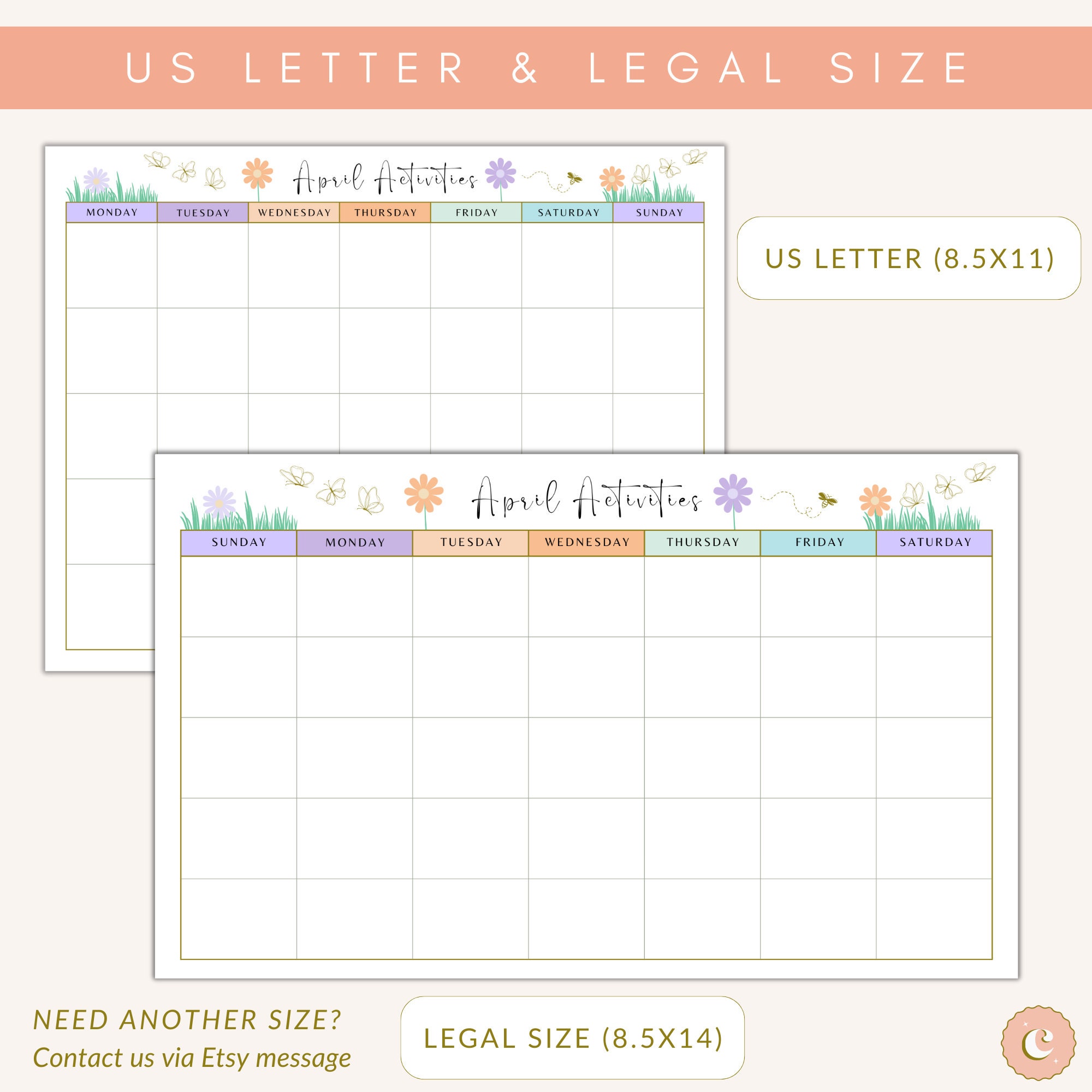 Monthly Activity Calendar Planner Fillable, Family Community Event ...