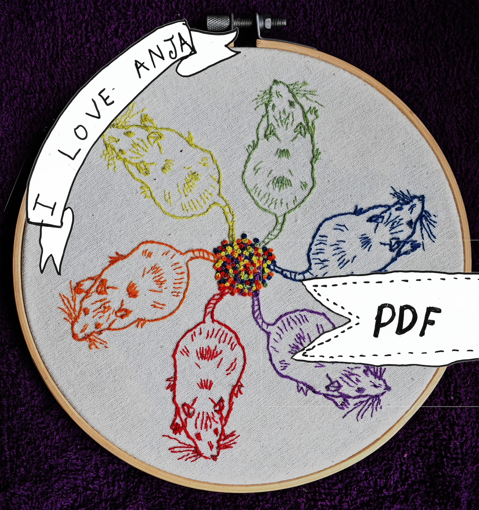 PDF PATTERN - Rat King - Hand Embroidery Pattern Digital PDF Download ...