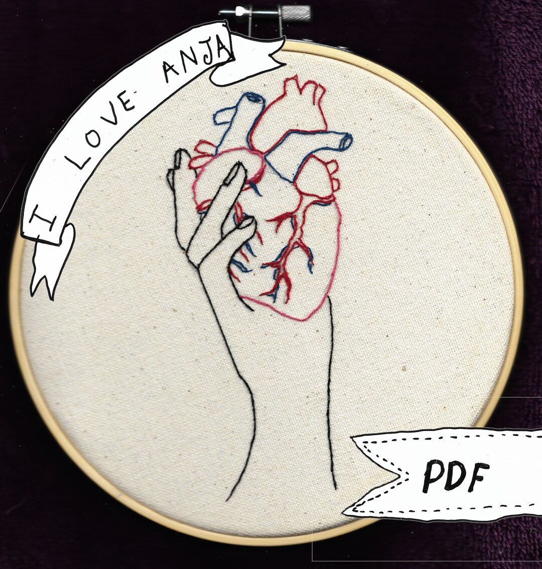 PDF PATTERN Hand on Heart Hand Embroidery Pattern Digital - Etsy
