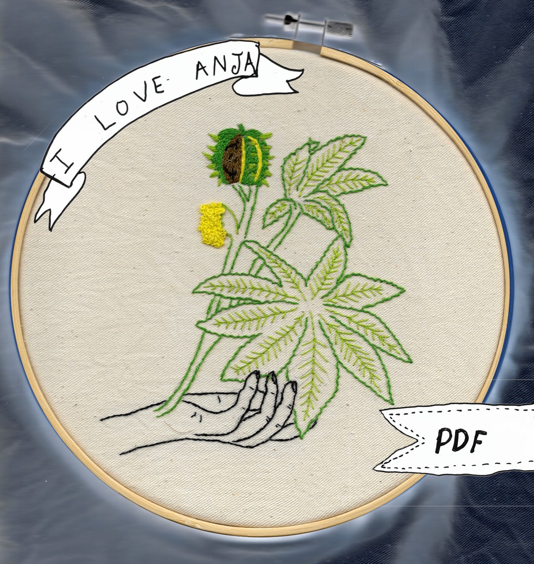 PDF PATTERN - Ricinus/castor - Hand Embroidery Pattern Digital PDF ...