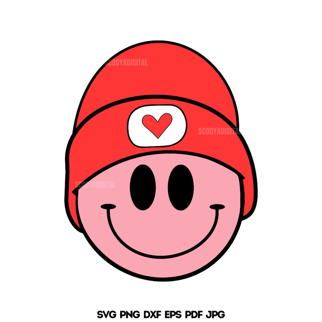 Smiley Face Beanie Hat, Smiley Face, Beanie Hat, Emojie Svg, Cricut ...