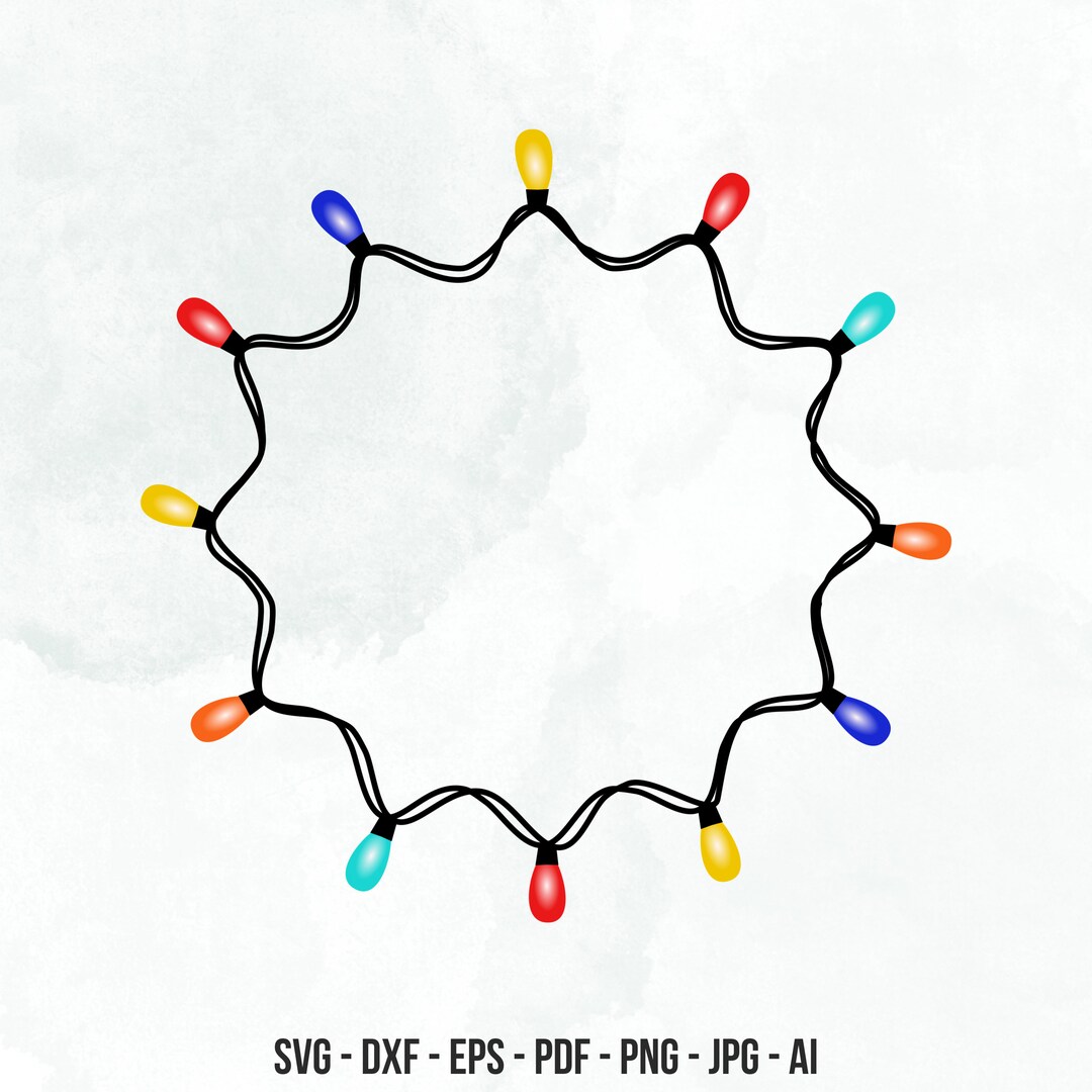 Christmas Lights Wreath SVG, String Lights Circular SVG Cut File ...