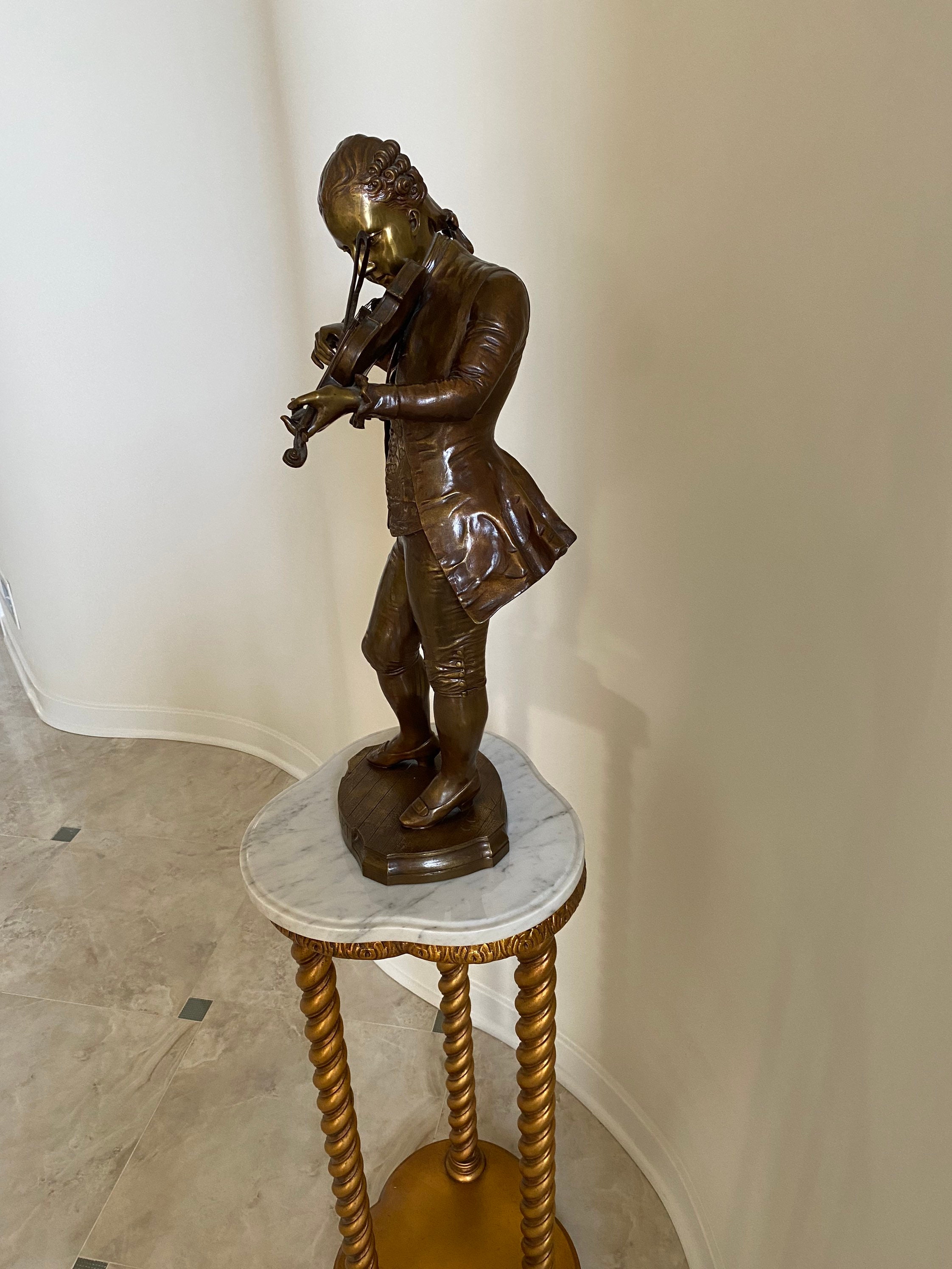 19th Century Brown Patina Bronze of Mozart Playing Violin by - Etsy