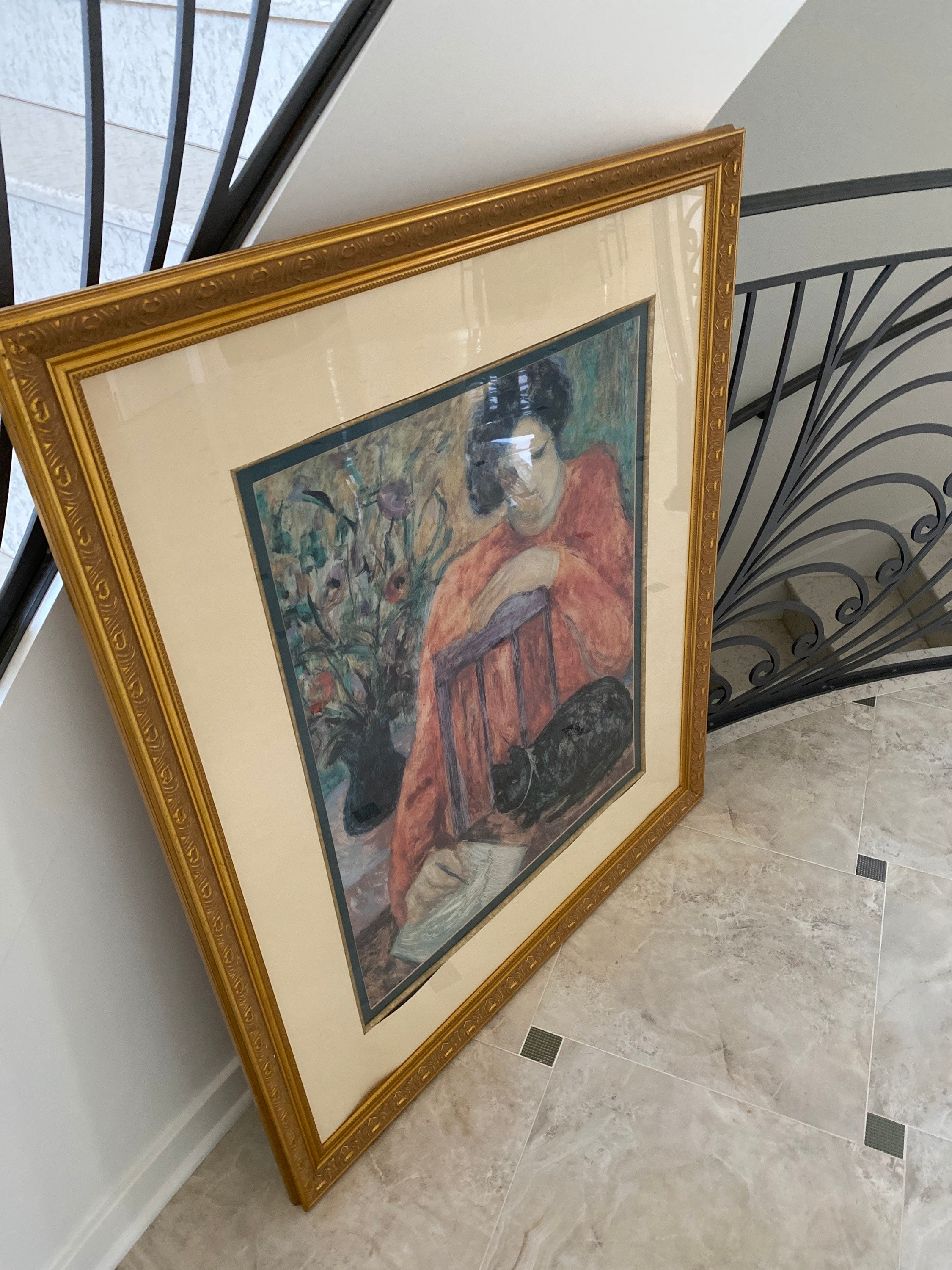 Barbara A Wood Signed Numbered Limited Edition" Lady With Cat" 360/975 ...