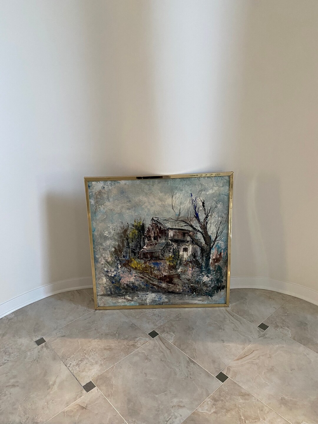 Mid Century Modern Oil Painting Signed Richard Poznar-framed - Etsy