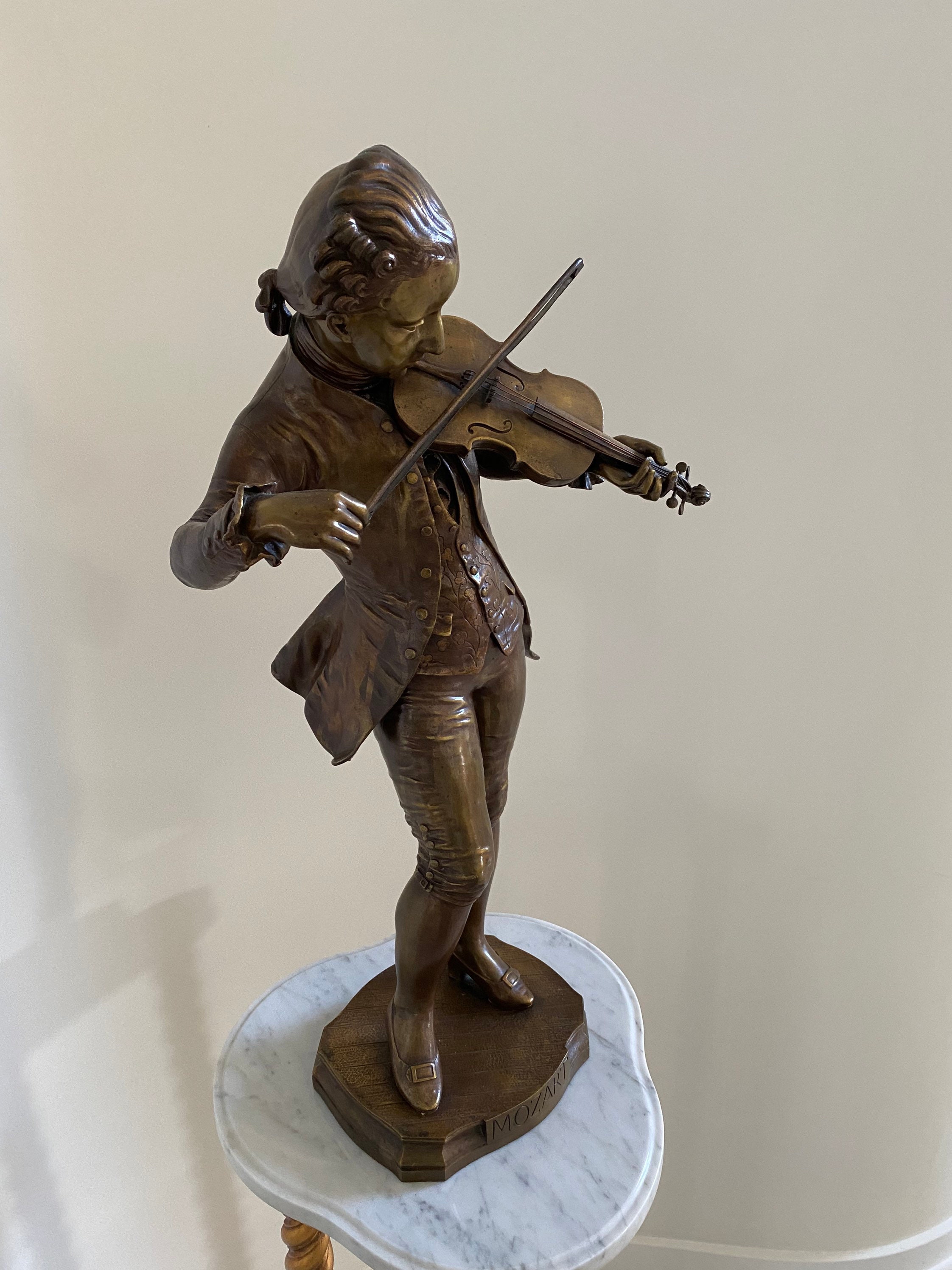 19th Century Brown Patina Bronze of Mozart Playing Violin by - Etsy