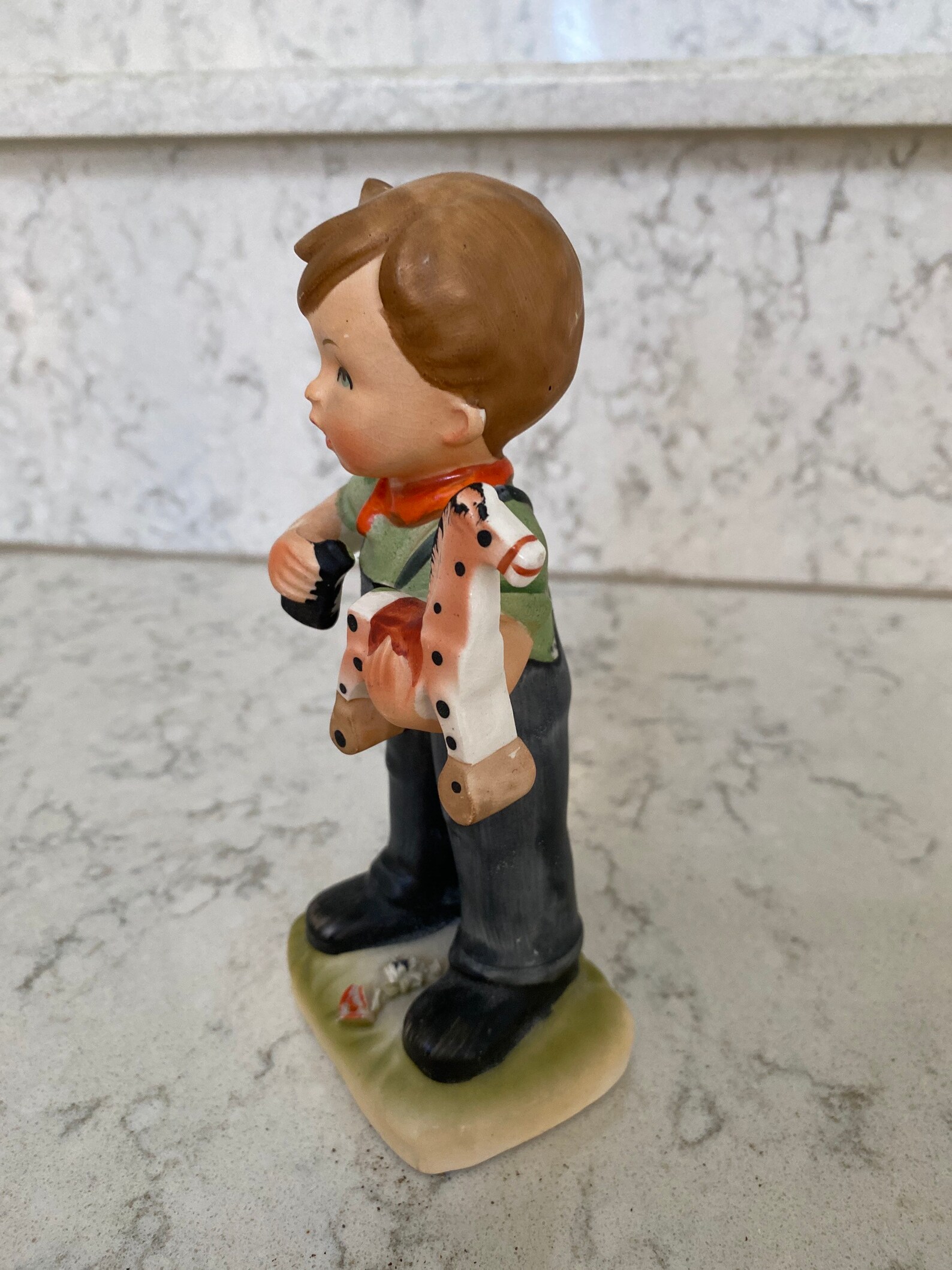 Vintage Erich Stauffer Porcelain Figurine Boy With Toy Horse - Etsy