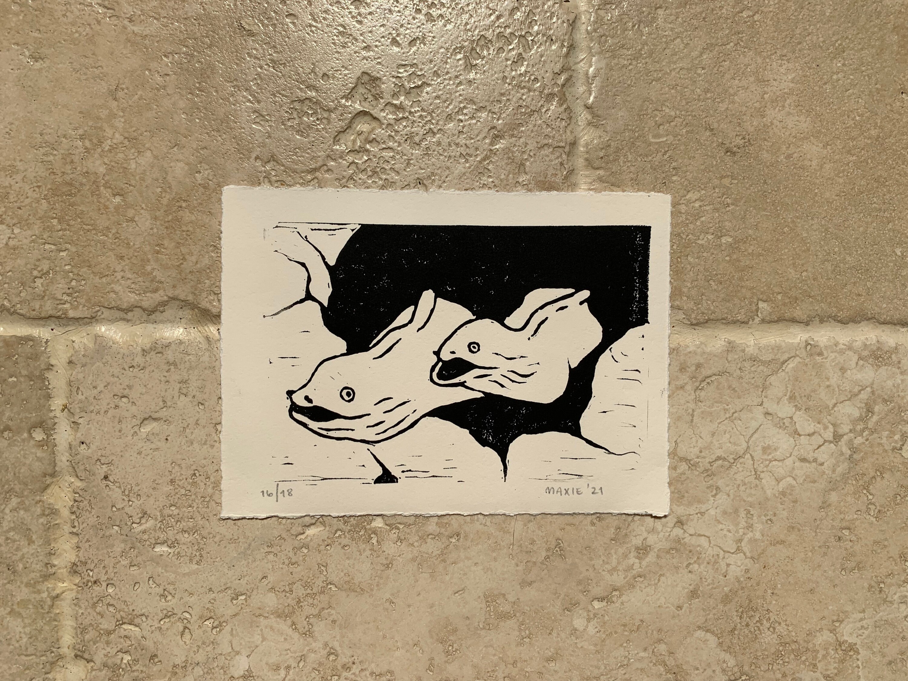 Moray Eels Linocut Print Original Handmade - Etsy