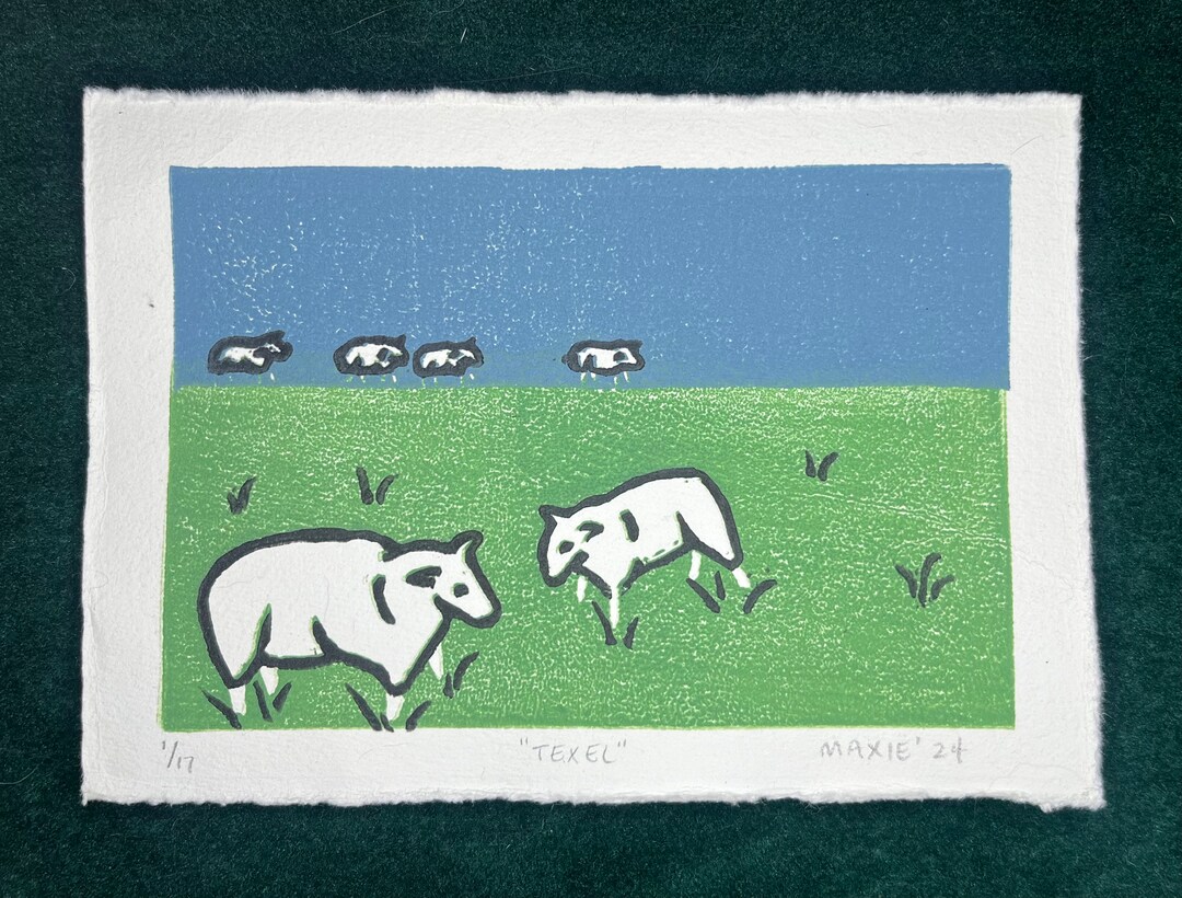 Texel Sheep Linocut Reduction Print Original Handmade Limited Supply - Etsy