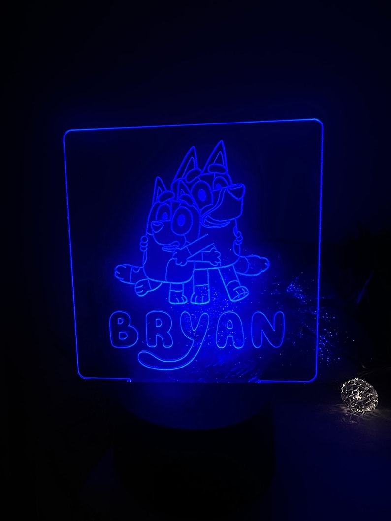 Personalized Bluey Night Light –custom Name LED Lamp for Kids –engraved ...