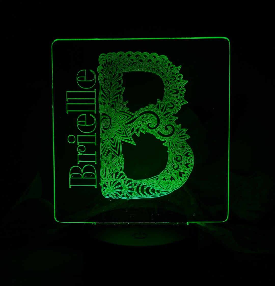 Personalized Initial Night Light – Custom Name LED Lamp With Mandala ...
