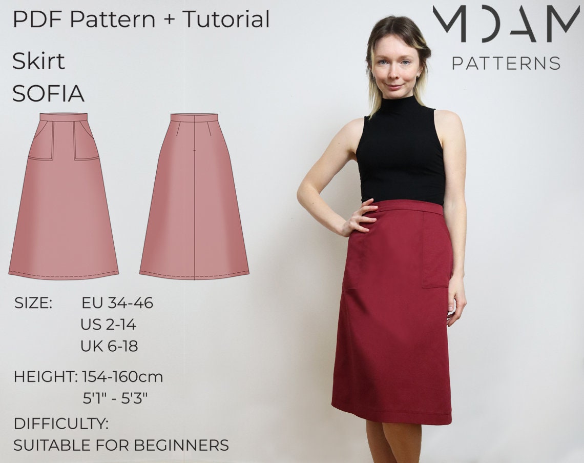 Skirt Sofia Digital PDF Sewing Pattern With Instructions - Etsy