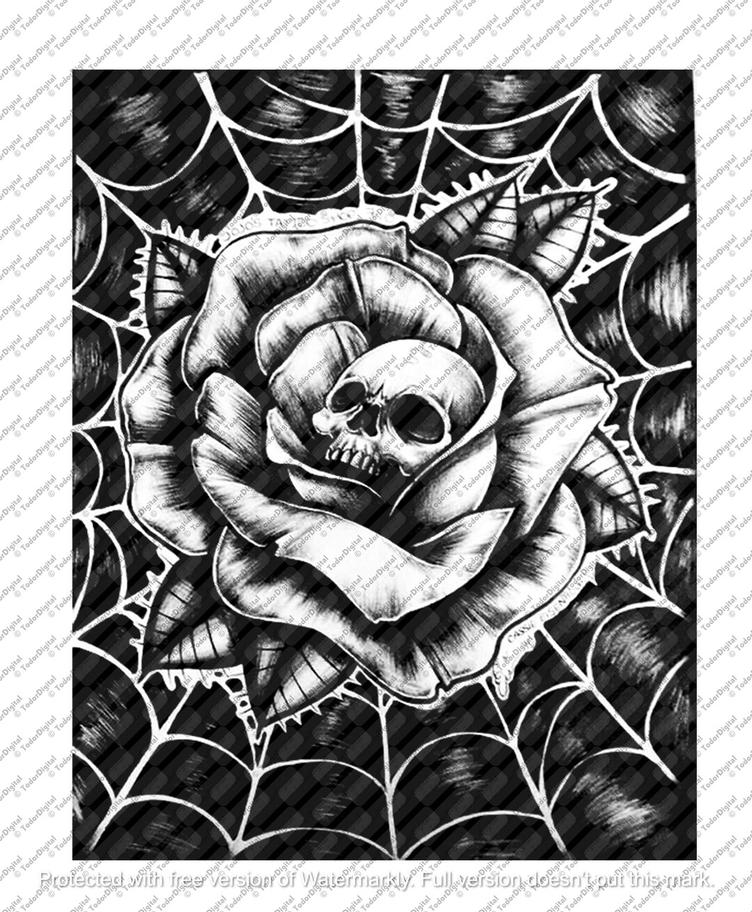 Skull in Rose Svg File Skull Svg Rose Clipart Halloween Decor Tattoo ...