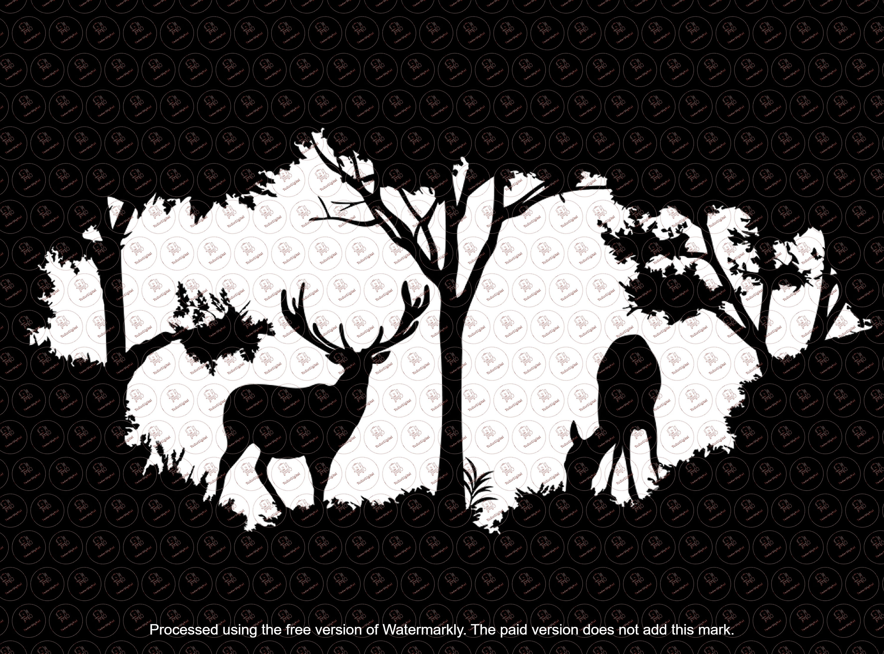 Deers in the Forest Svg File Deer Svg File Deer Clipart - Etsy
