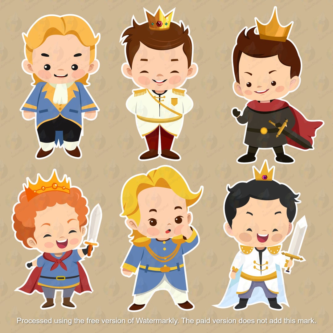 Prince Icons Cute Tiny Boys Sketch Cartoon Characters Little Prince SVG ...
