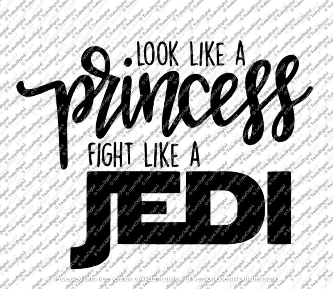 Look Like a Princess Fight Like a Jedi Svg File, Cartoon Characters Svg ...