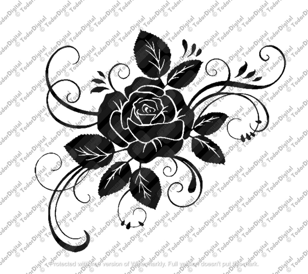 Rose Svg File Rose Clipart Flower Svg Rose Flower Stencil Flower Cut ...