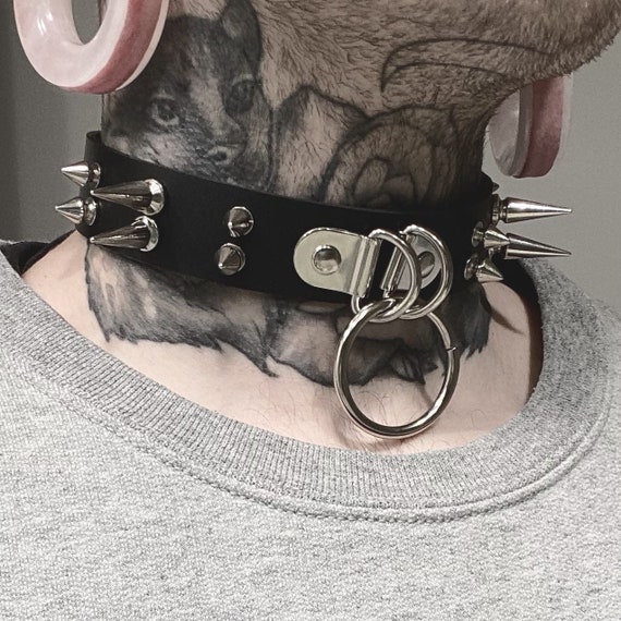 Vegan Leather Spiked Collar - Etsy