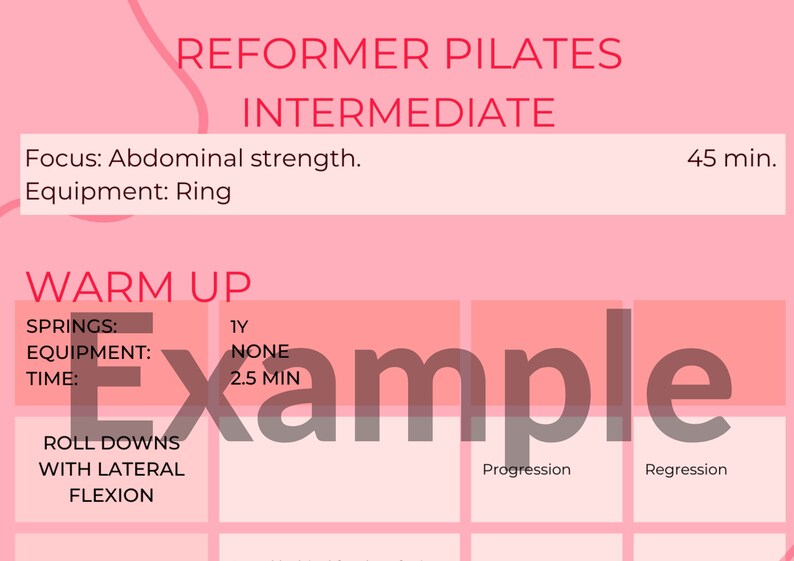 Reformer Pilates Class Plan for Abdominal Strength - Etsy