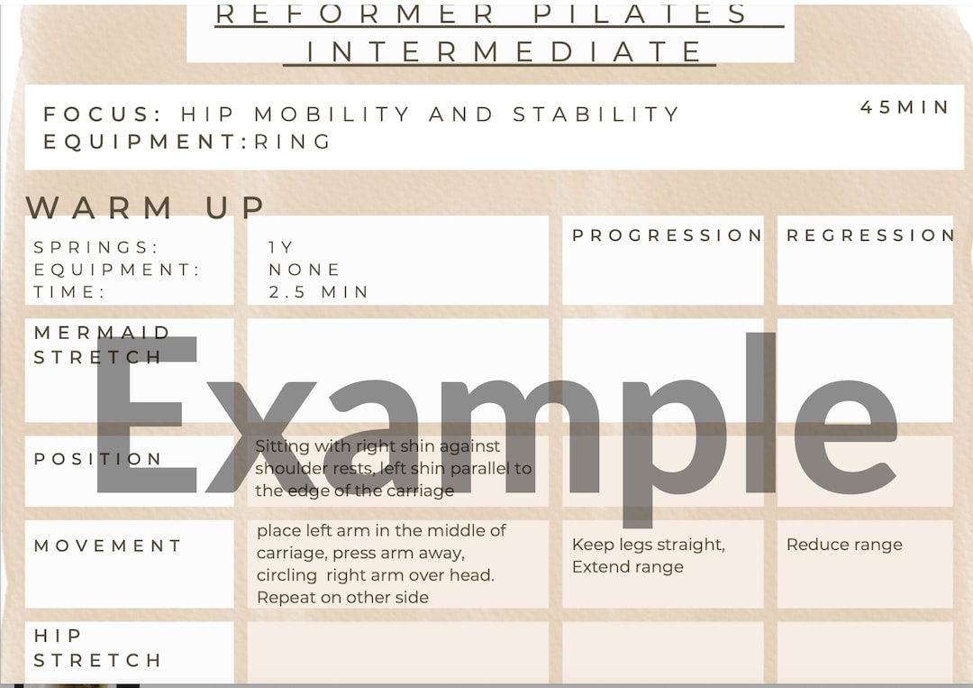 Reformer Pilates Class Plan for Hip Mobility and Stability - Etsy