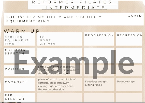 Reformer Pilates Class Plan for Hip Mobility and Stability - Etsy