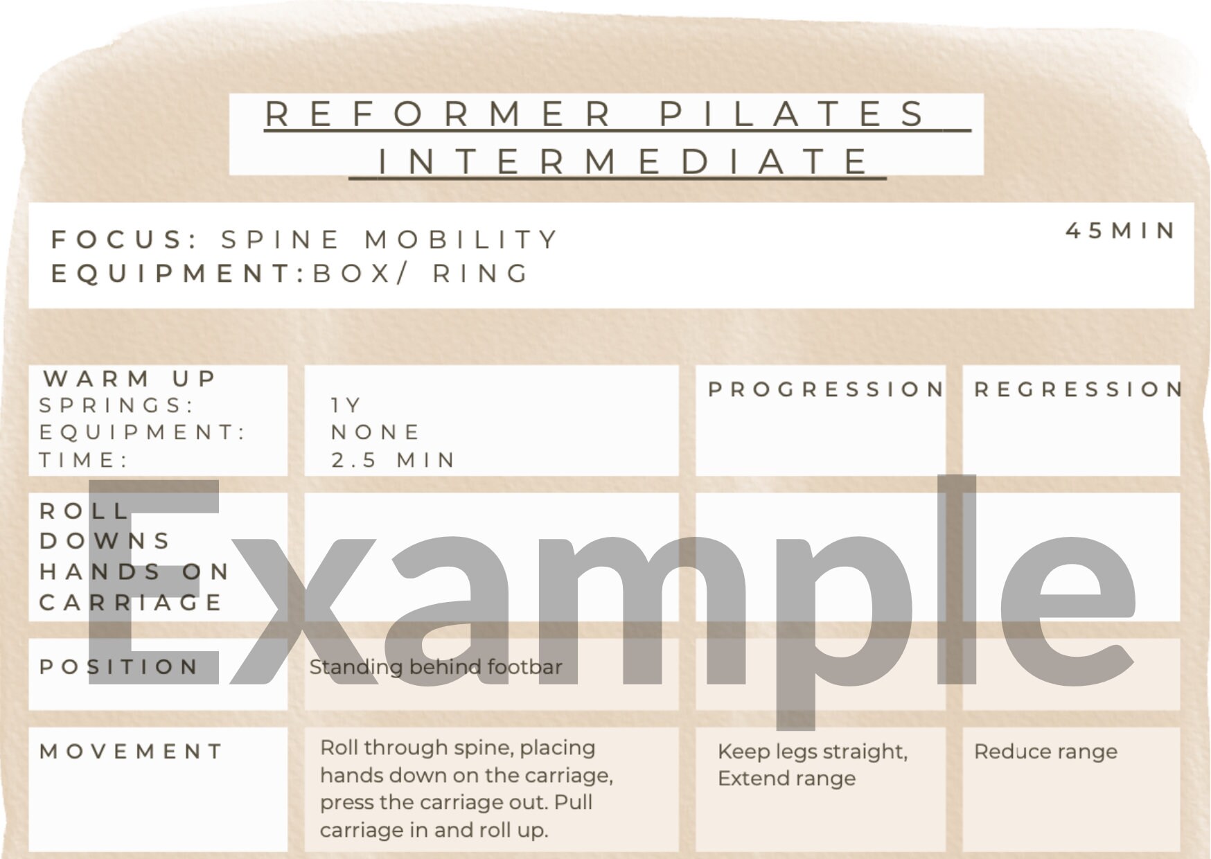 Reformer Pilates Class Plan for Spine Mobility - Etsy
