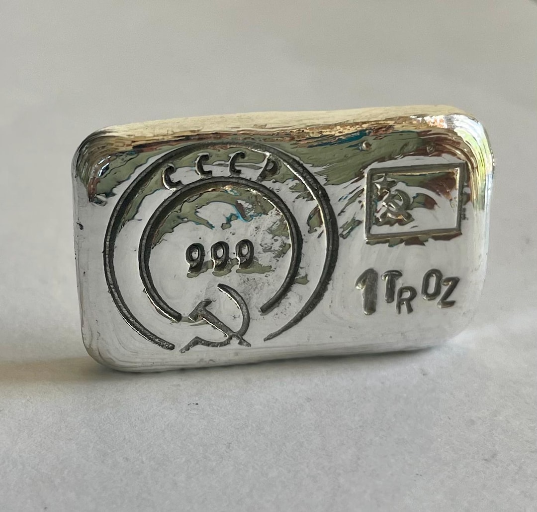Solid SILVER Russian CCCP Communist Bar Hand Poured .999 Fine Pure ...