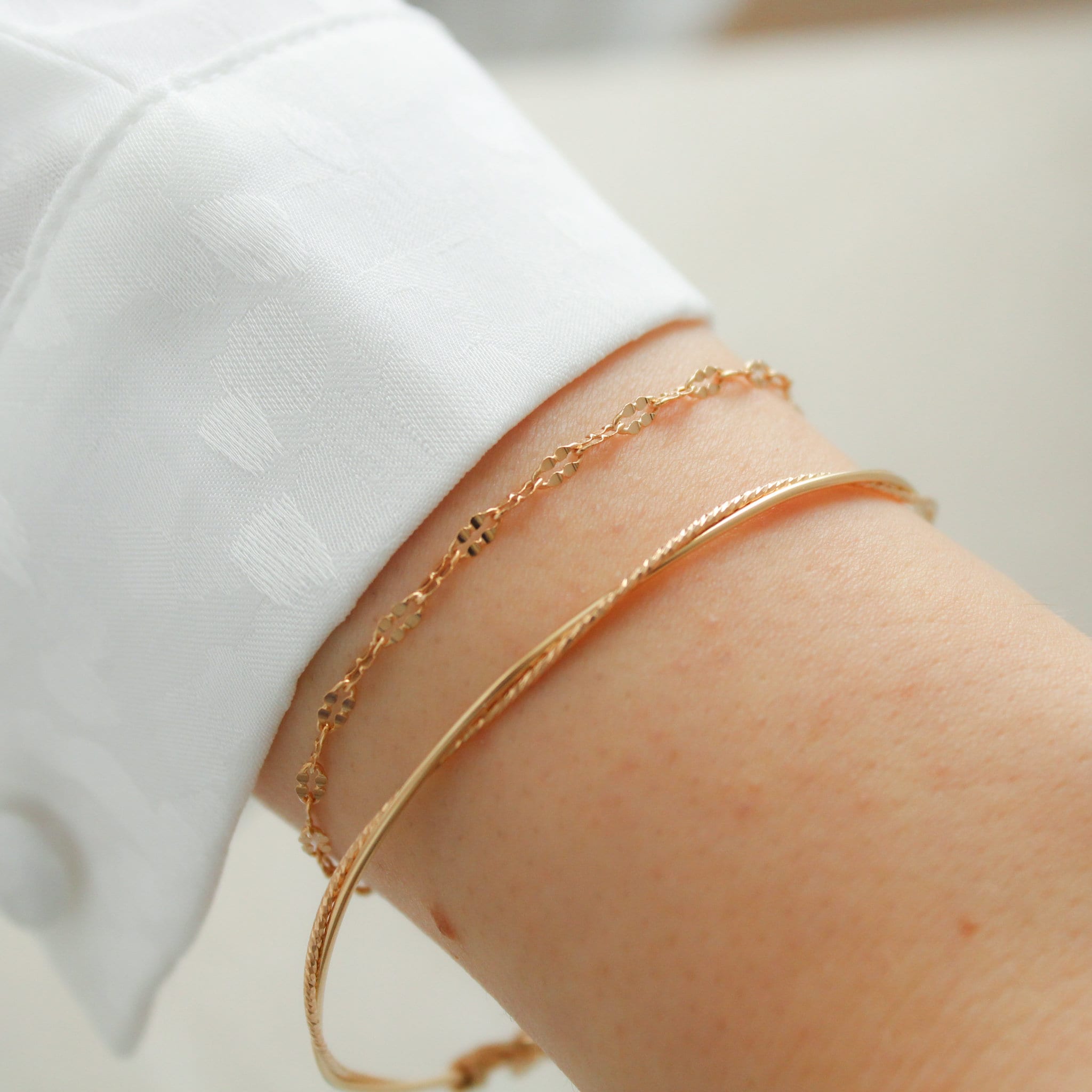Gold-plated Twisted Bangle, Double Row Bangle, Bangle Bracelet, Gold ...