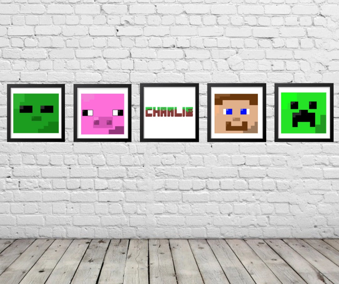 Personalised Minecraft Themed Framed Pictures, Set of 5, Set of 3 ...
