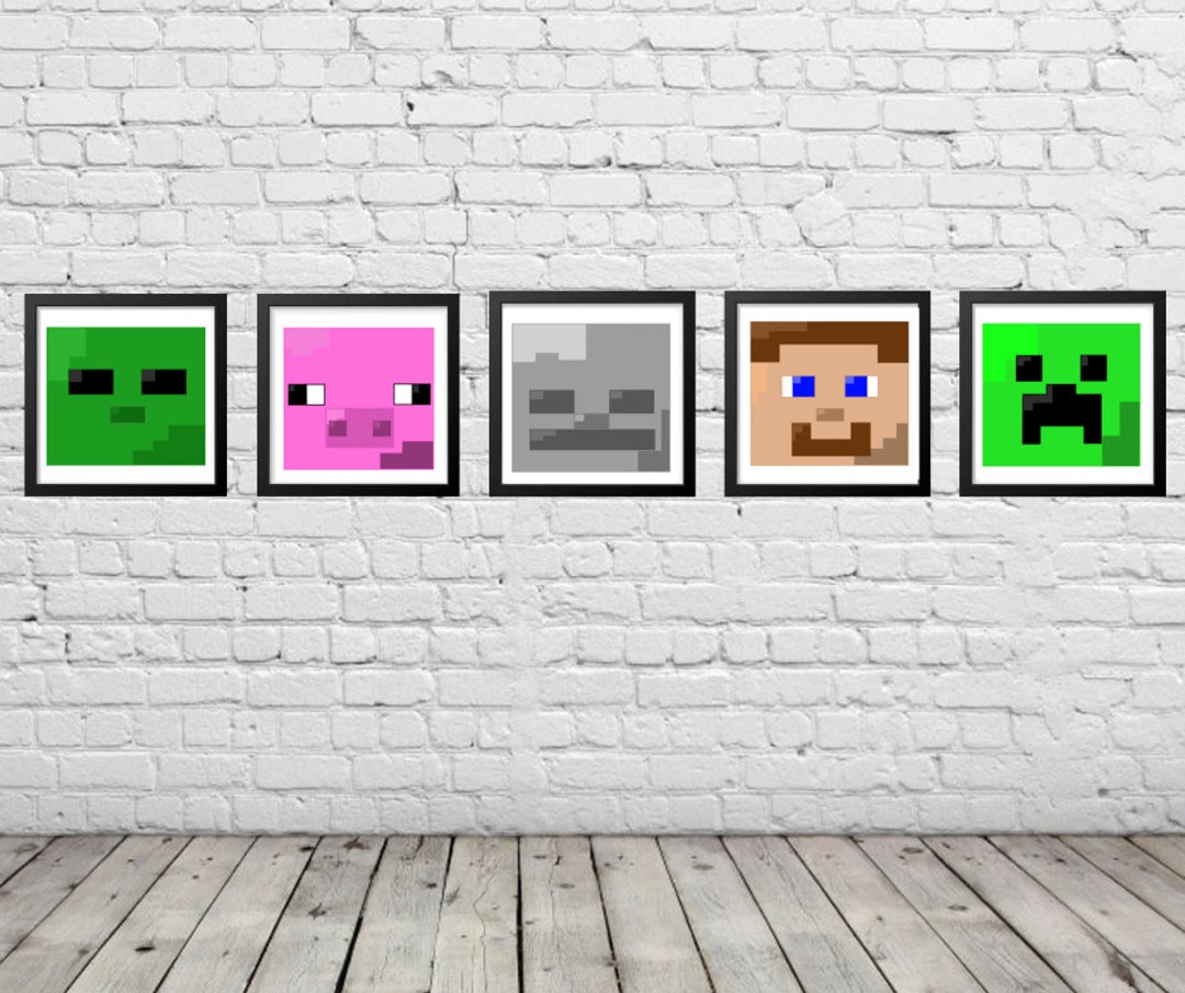Minecraft Themed Framed Pictures, Set of 5, Set of 3, Customised ...