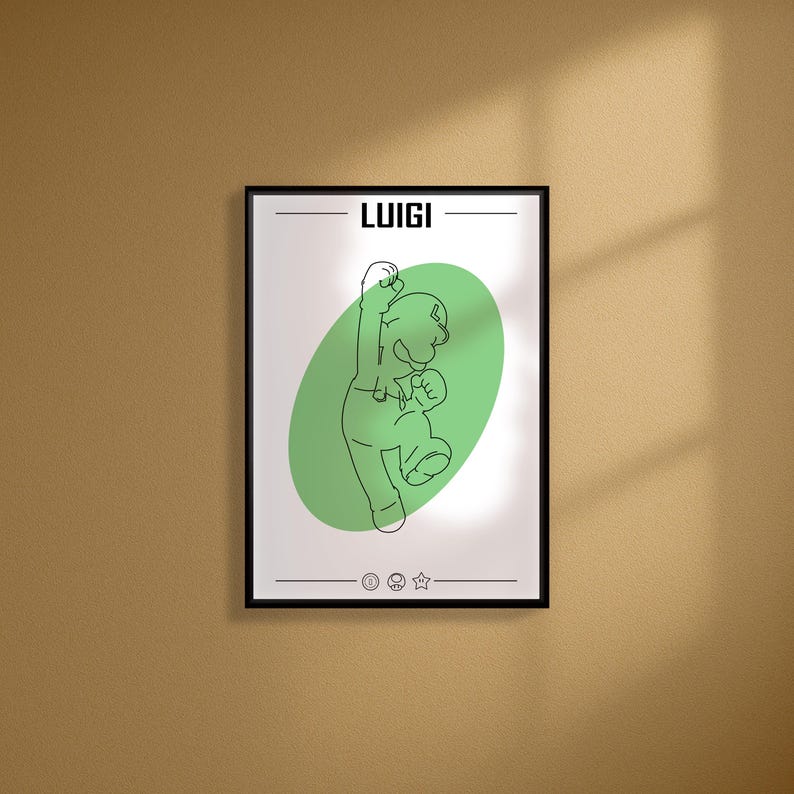 Minimalist Super Mario Bros. Line Art Print Set of 4 | Nostalgia Wall ...