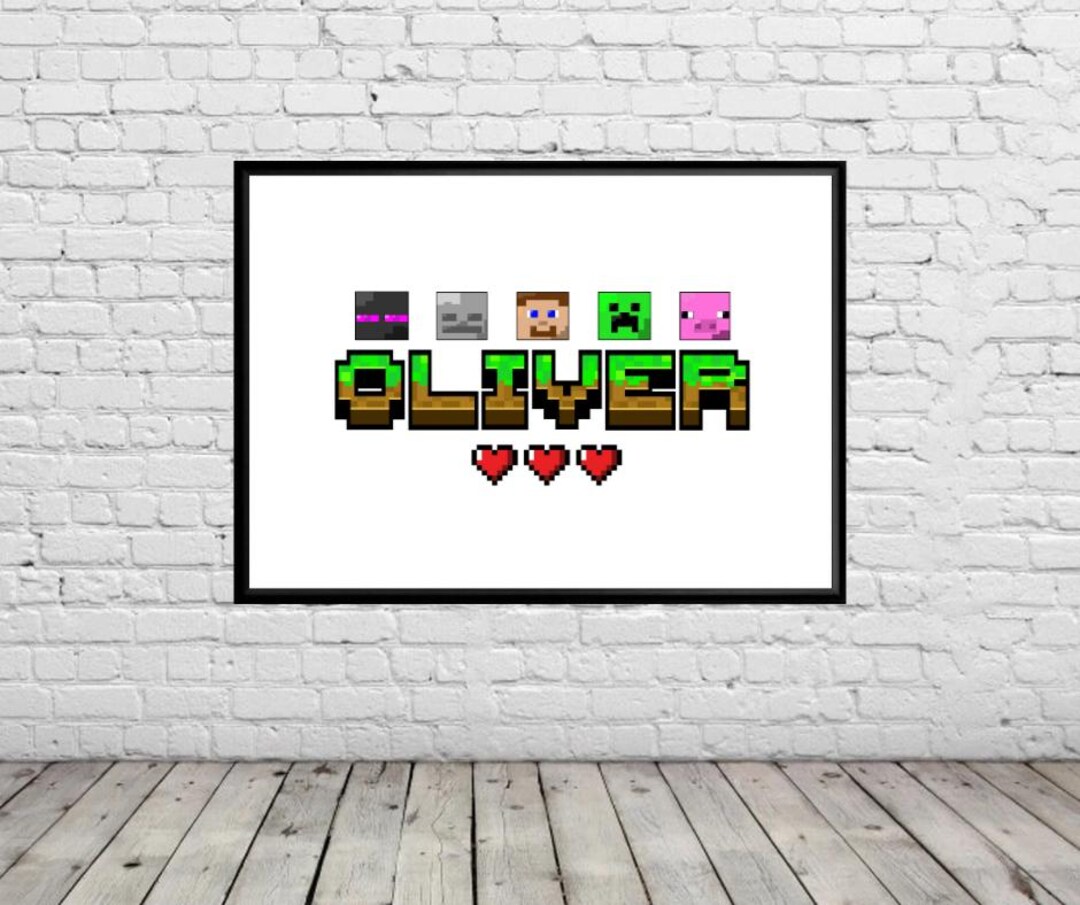 Personalised Minecraft Framed Print - Custom A4 Wall Decor, Wall Art ...