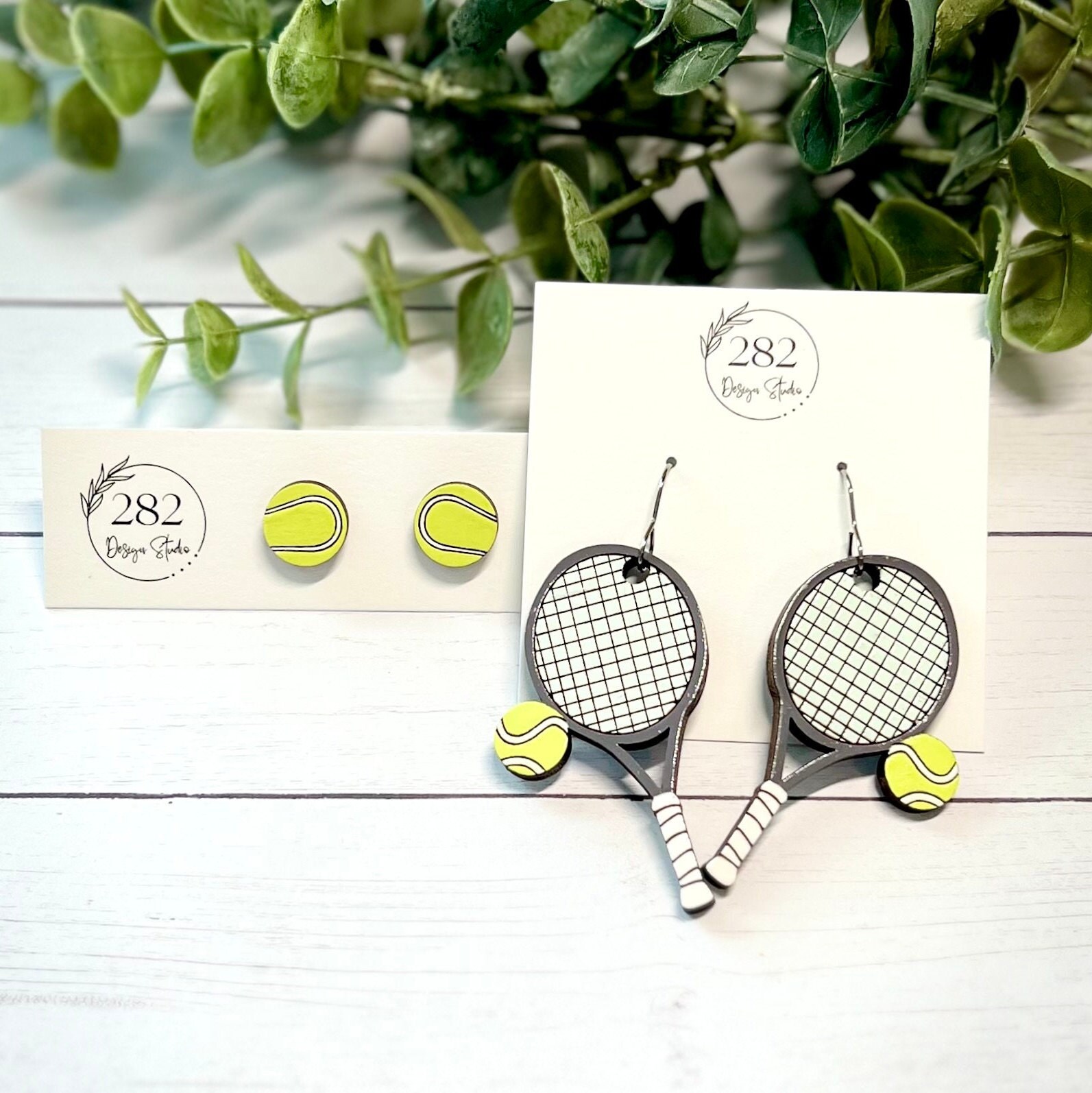 Tennis Earrings, Hand Painted Wood Earrings, Tennis Racket Earrings ...