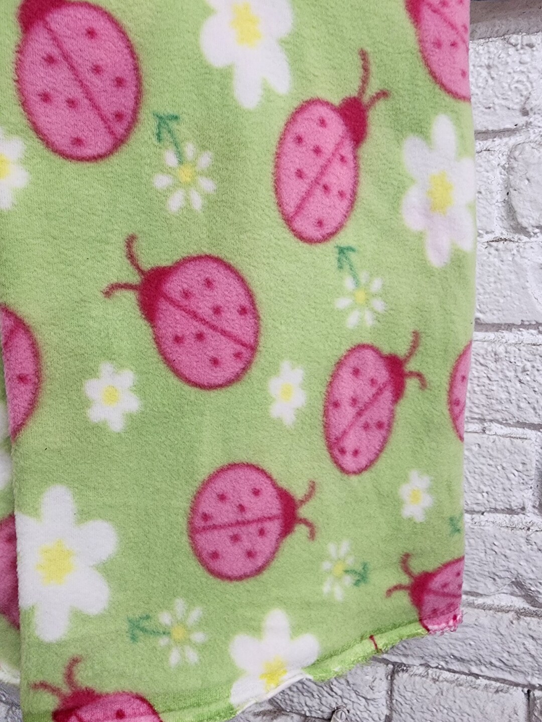 Pink Lady Bug Anti Pill, Fleece Fabric Floral Print Fleece Polar by the ...