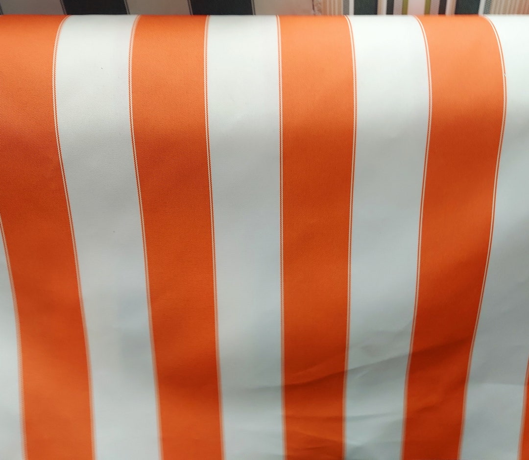 Waterproof Outdoor Canvas Stripes Fabric per Yard 60 Inches Wide Orange ...