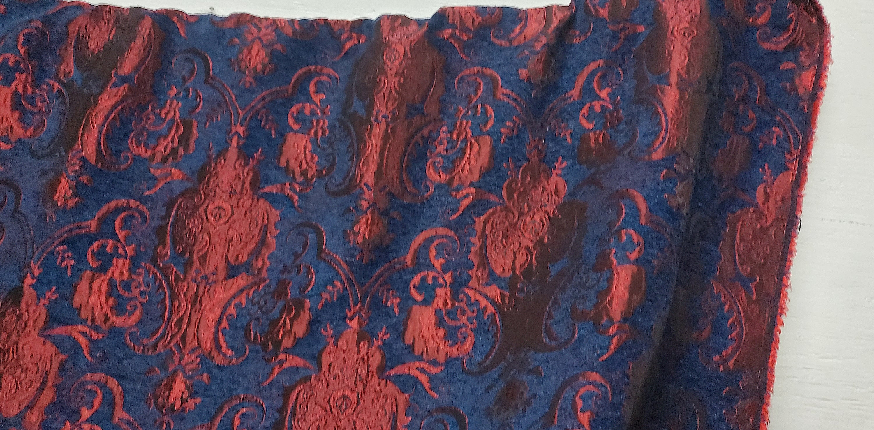 Chenille BAROQUE UPHOLSTERY Fabric Jacquard Damask, 58" Wide ,color ...