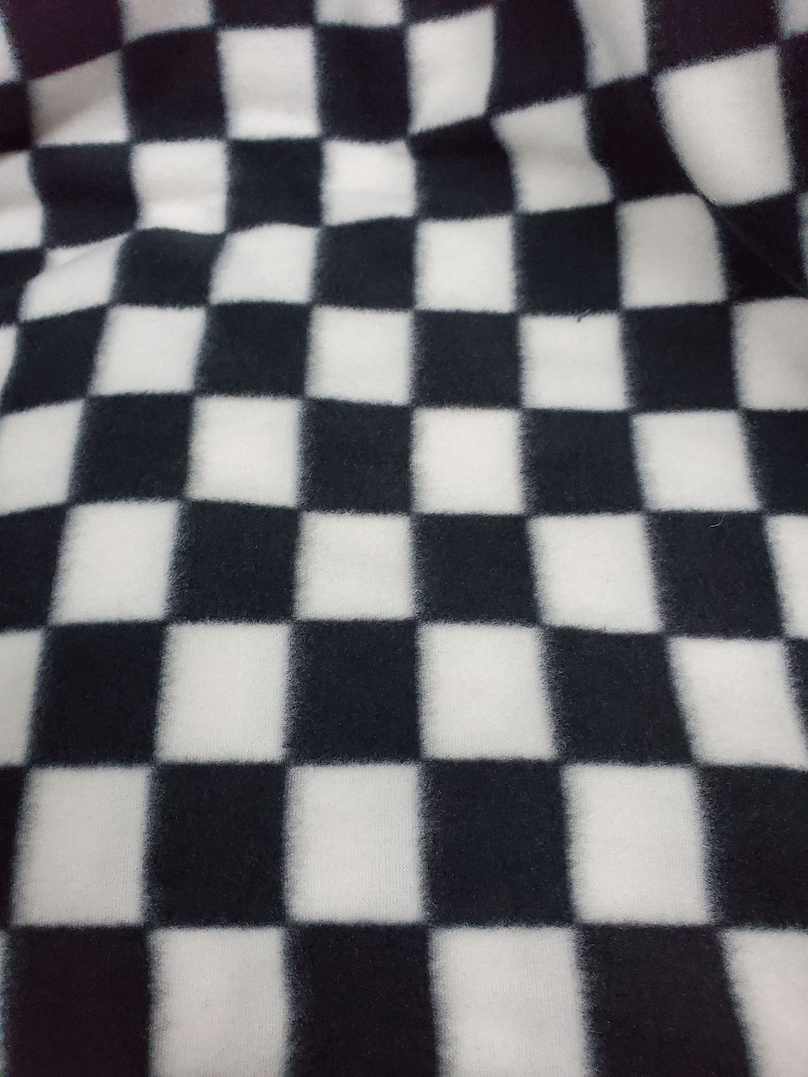 Fleece Fabric Checks Checkered Squares Print Black/white Fleece Polar ...