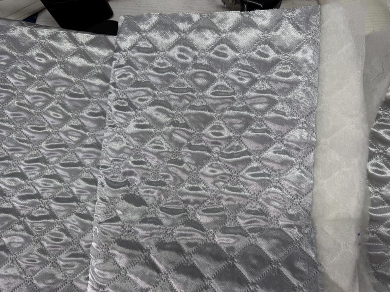 Polyester Quilted Padded Lining Fabric Silver Color, Sold by Yard, 60 ...