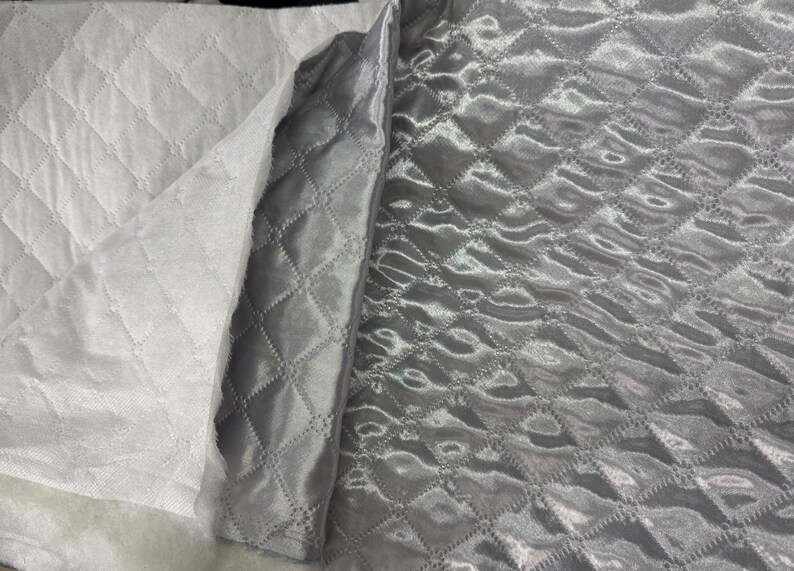 Polyester Quilted Padded Lining Fabric Silver Color, Sold by Yard, 60 ...