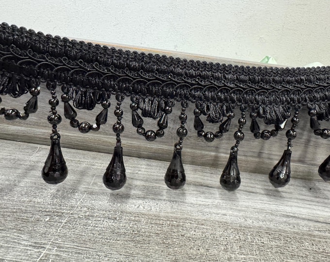 Beaded Trim Fringe 4'' L, W/gimp Top Sold by the Yard - Purple Y Brand ...